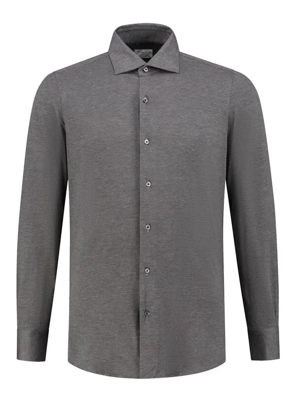 FINAMORE 1925 Long-sleeved Cotton-blend Shirt - Grey