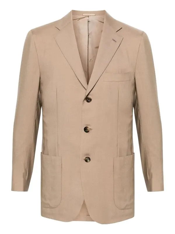 Kiton Single-breasted Cashmere-blend Blazer - Brown