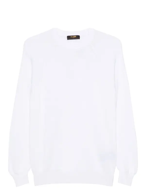 MOORER Ribbed Crew-neck Jumper - White