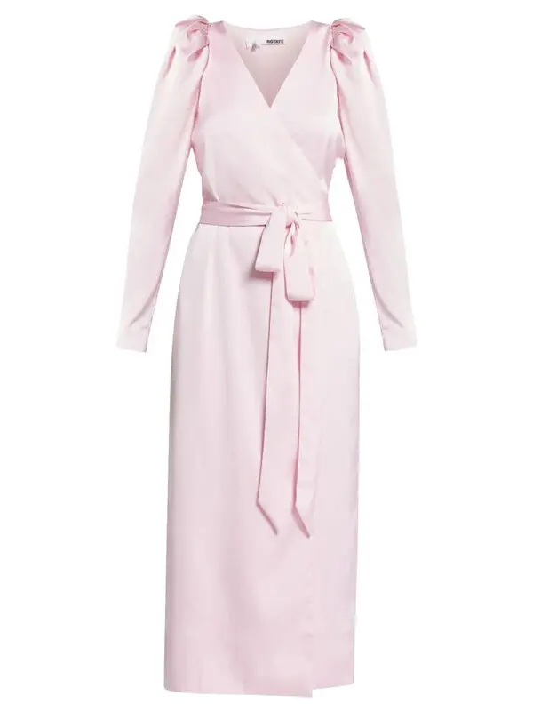 ROTATE BY BIRGER CHRISTENSEN Satin Wrap Dress - Pink