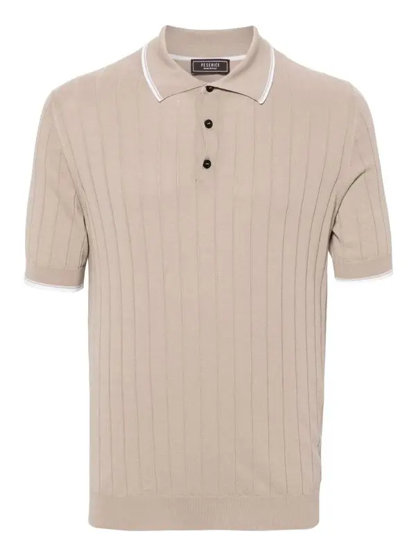 Peserico Chunky-ribbed Polo Shirt - Neutrals