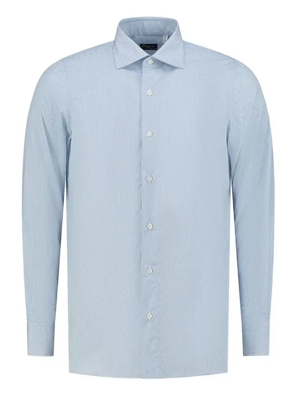 FINAMORE 1925 Striped Cotton Shirt - Blue
