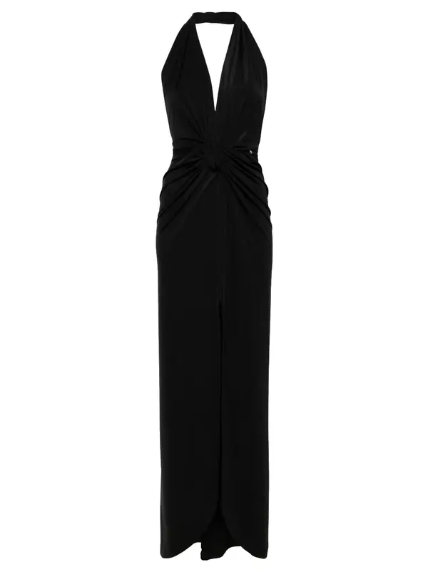NISSA Plunging V-neck Maxi Dress - Black