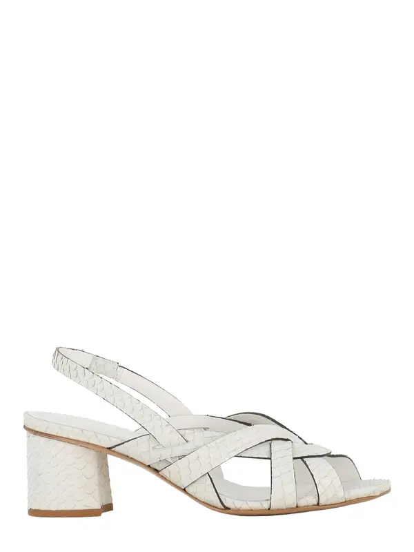 DEL CARLO 65mm Embossed Leather Sandals - White