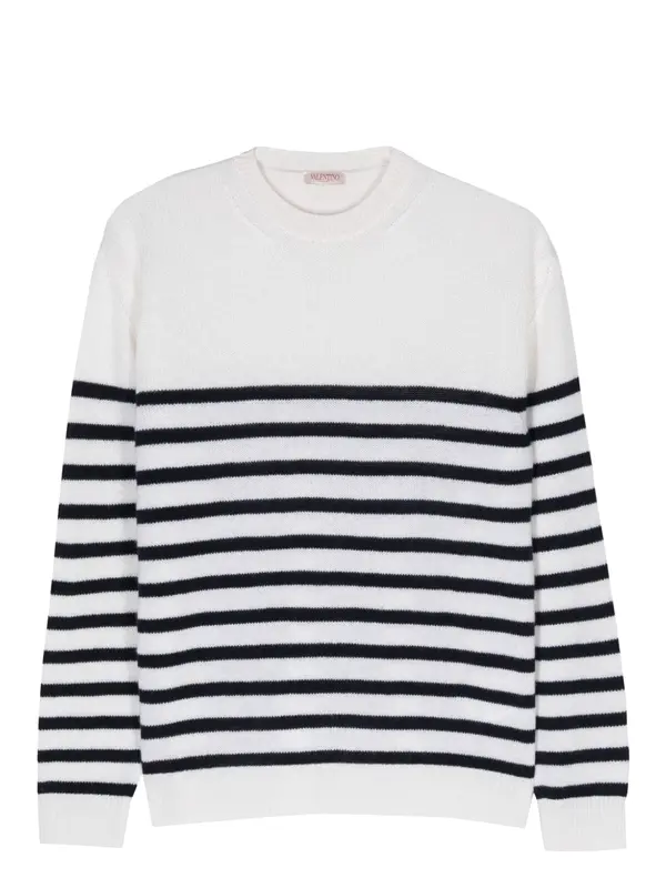 Valentino Garavani Striped Cashmere Jumper - White