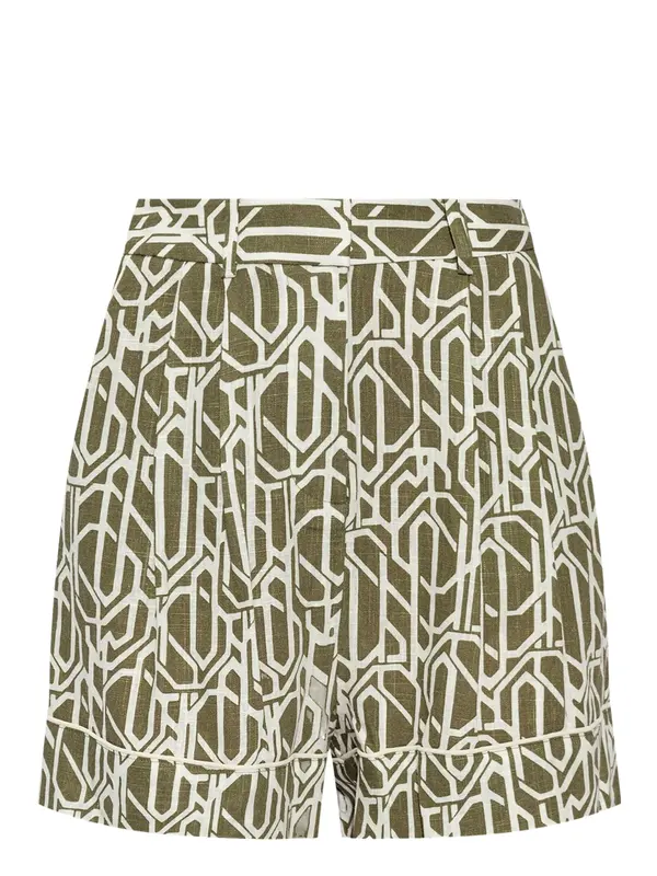 Diane Von Furstenberg Abstract-pattern Linen Shorts - Green