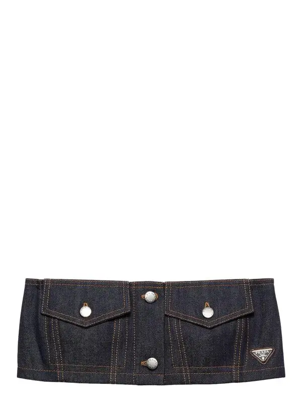 Prada Denim Strapless Crop Top - Blue