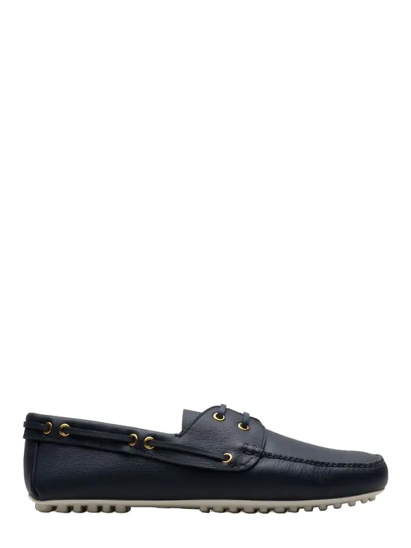 Car Shoe Lace-up Leather Loafers - Blue