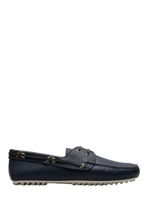Car Shoe Lace-up Leather Loafers - Blue