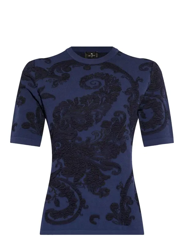 Etro Patterned Intarsia Knit Top - Blue