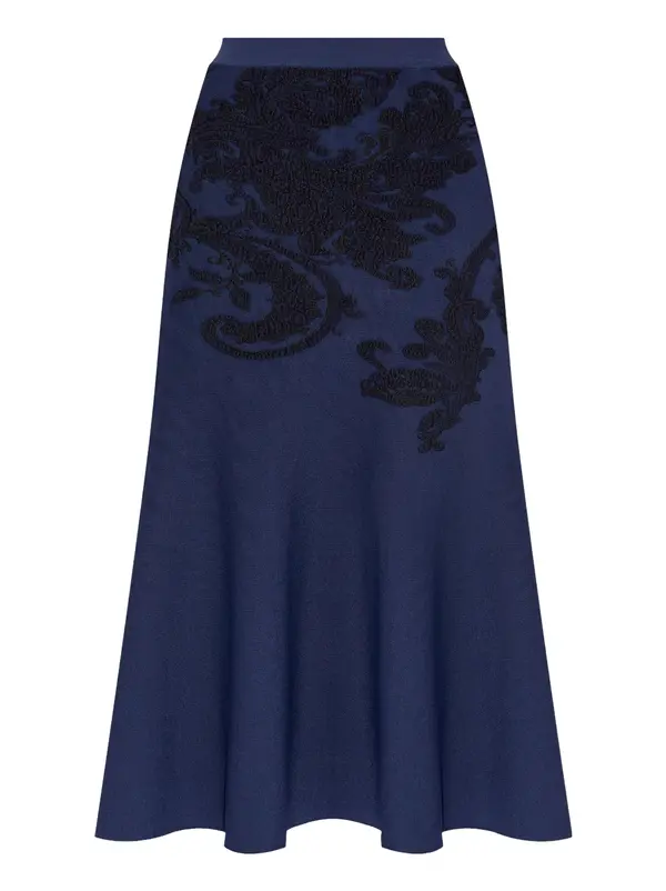 Etro Embroidered A-line Midi Skirt - Blue