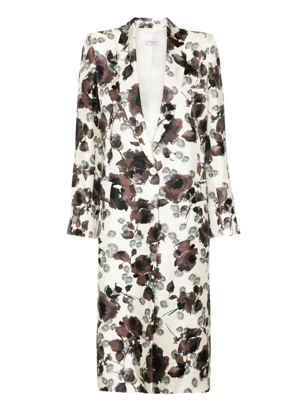 Alberto Biani Floral-print Coat - Neutrals