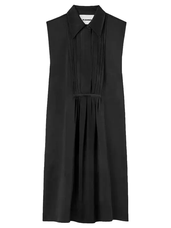 JIL SANDER Classic-collar Satin-finish Midi Dress - Black