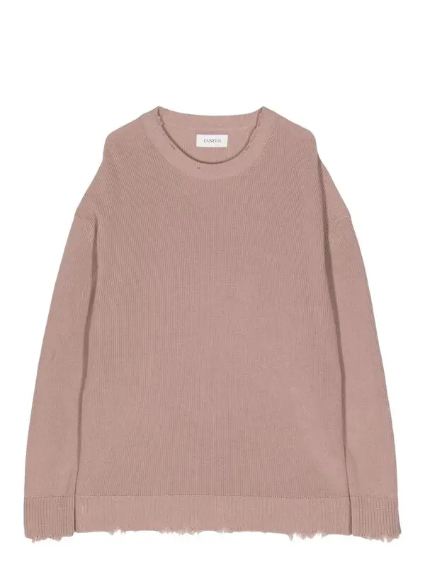 LANEUS Distressed Cotton Jumper - Pink
