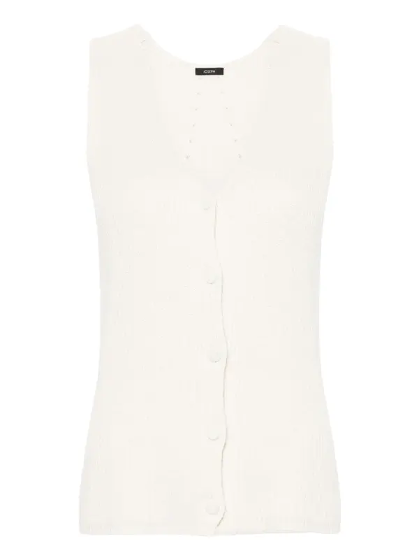 JOSEPH Ribbed Linen-blend Vest - Neutrals