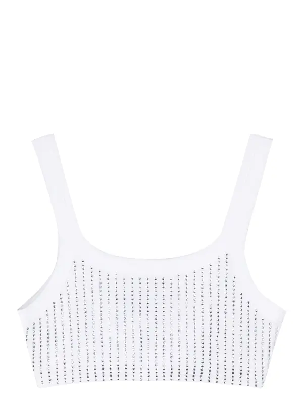 Attico Rhinestoned Crop Top - White