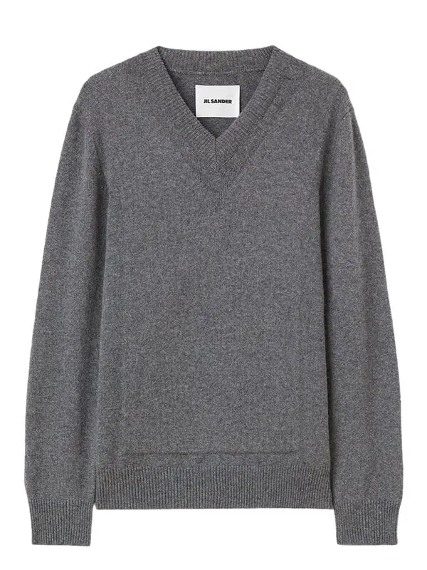 JIL SANDER V-neck Wool-blend Jumper - Grey
