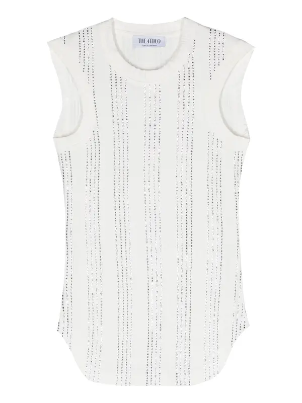 Attico Reese Crystal-embellished Tank Top - White
