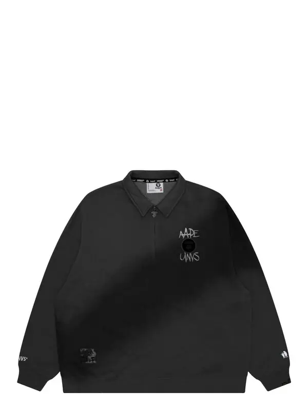 AAPE BY *A BATHING APE Embroidered Logo Long-sleeve Polo Shirt - Black