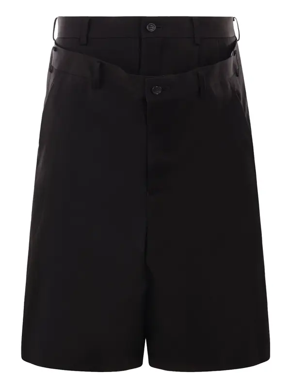 Comme Des Garçons Layered Tailored Shorts - Black