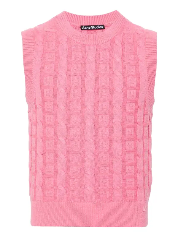 Acne Studios Face Logo Cable-knit Jumper - Pink