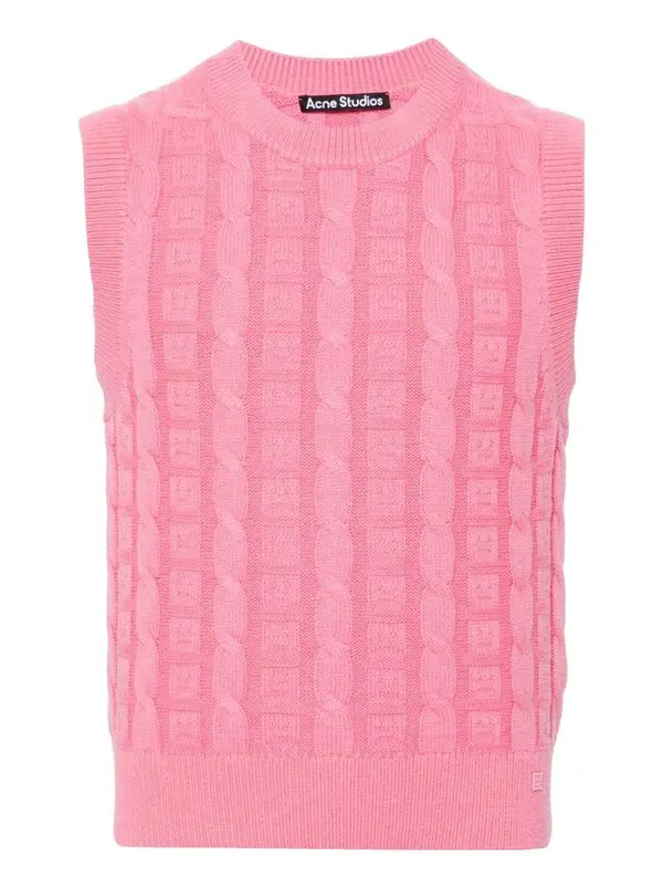 Acne Studios Face Logo Cable-knit Jumper - Pink