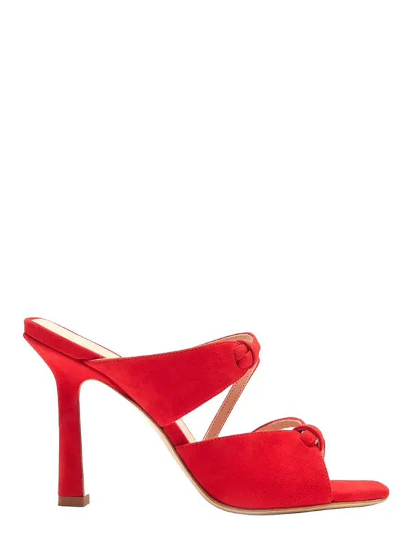 SCAROSSO Zoe 100mm Suede Mules - Red