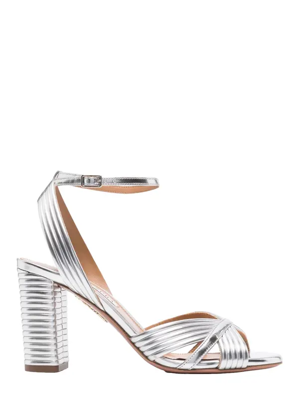 AQUAZZURA Very Sundance 85mm Metallic Sandals - Silver