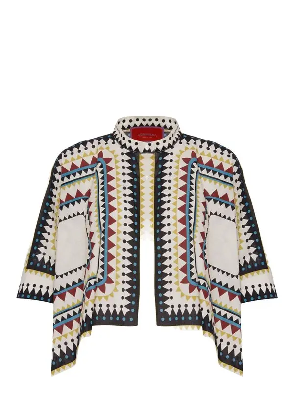 La DoubleJ Geometric Print Cotton Shirt - White