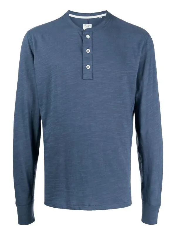 Rag & Bone Cotton Henley T-shirt - Blue