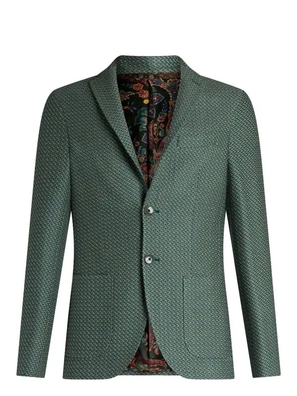 Etro Single-breasted Cotton Blazer - Green
