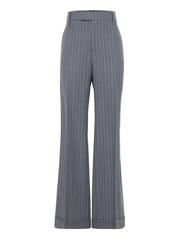 Brunello Cucinelli Pinstriped Wool Trousers - Green