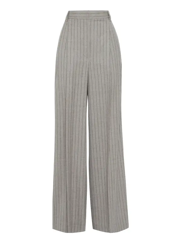 Brunello Cucinelli Wide-leg Wool Trousers - Grey