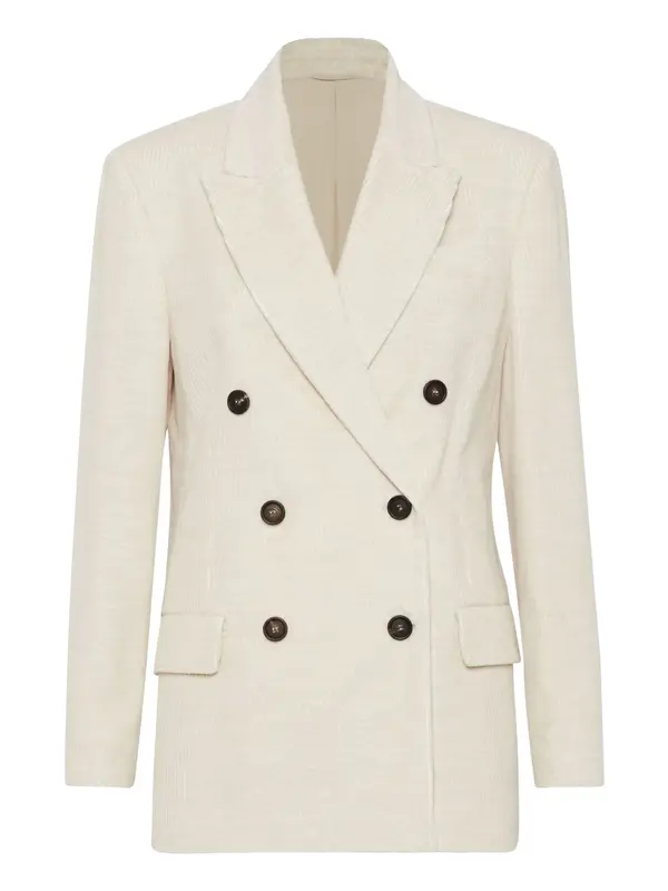 Brunello Cucinelli Corduroy Double-breasted Blazer - White