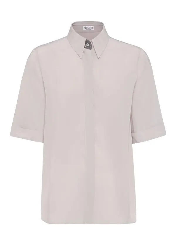 Brunello Cucinelli Monili Bead-embellished Silk Shirt - Pink