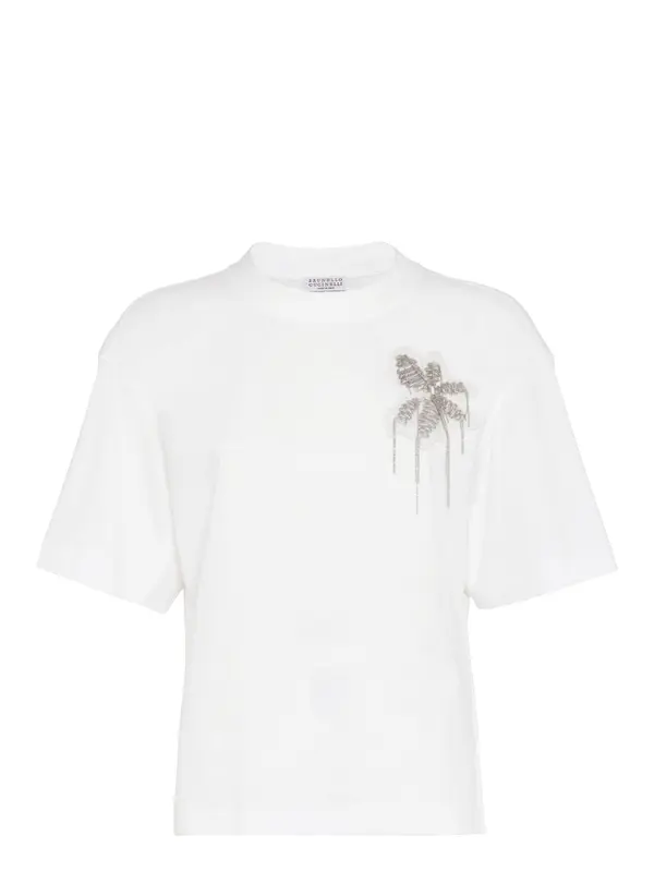 Brunello Cucinelli Bead-embellished T-shirt - White