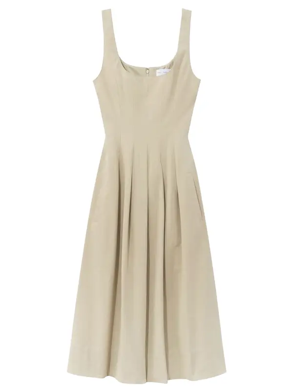 Proenza Schouler White Label Pleated Cotton Midi Dress - Neutrals