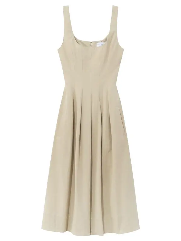 Proenza Schouler White Label Pleated Cotton Midi Dress - Neutrals