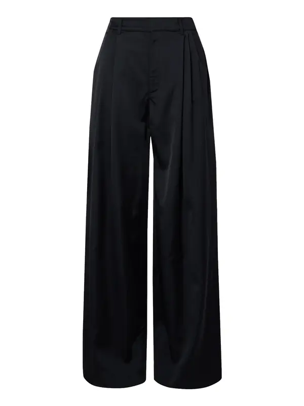 LIBEROWE Annie Pleated Satin-twill Wide-leg Pants - Blue