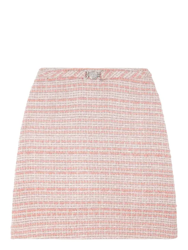 Versace Embellished Cotton-blend Tweed Mini Skirt - Pink