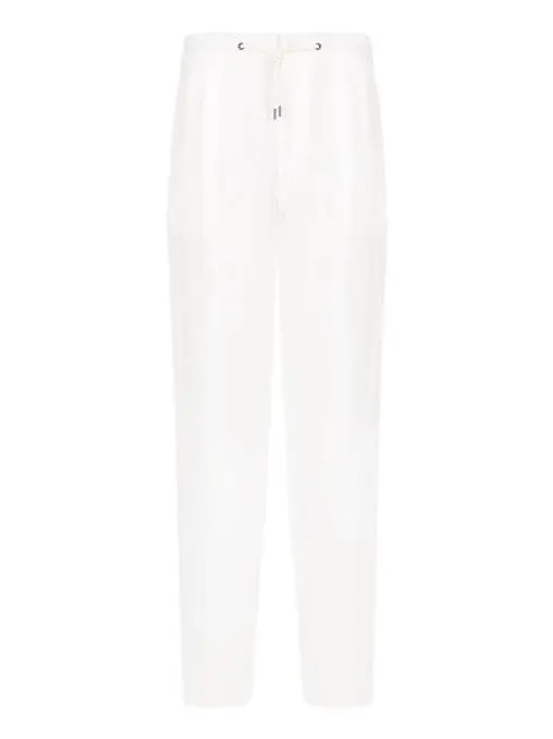 Giorgio Armani Single-dart Pure Linen Canvas Trousers - White
