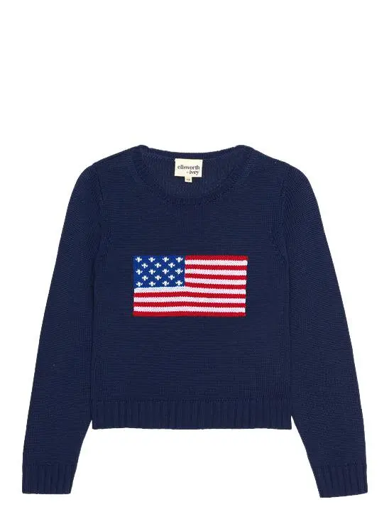 ELLSWORTH + IVEY Autumn American Flag Crewneck - Black