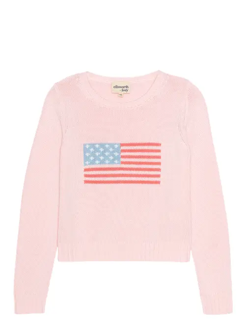 ELLSWORTH + IVEY American Flag Crewneck Sweater - Pink