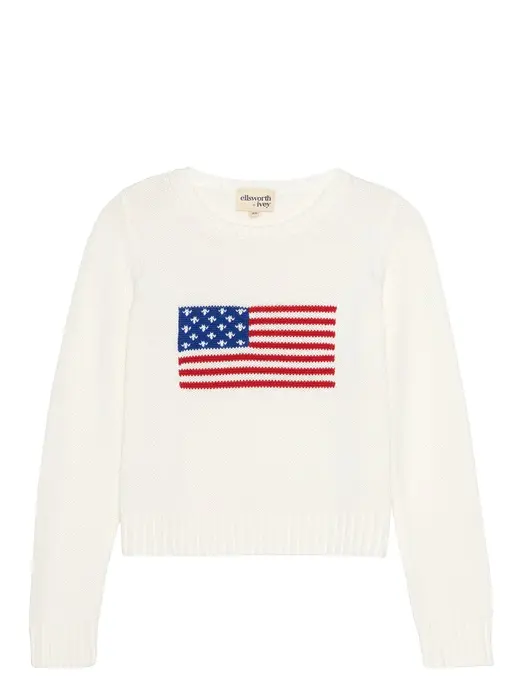 ELLSWORTH + IVEY American Flag Crewneck Sweater - Neutral