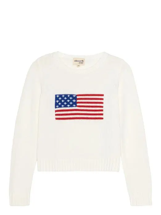 ELLSWORTH + IVEY Autumn Crew American Flag Sweater - Neutral