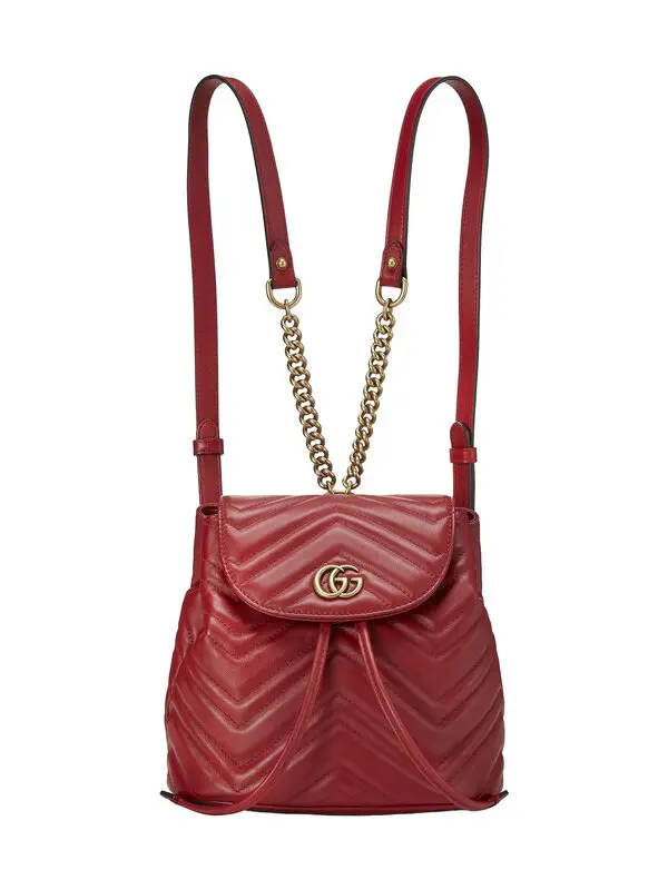 Gucci Leather Gg Marmont Backpack - Red