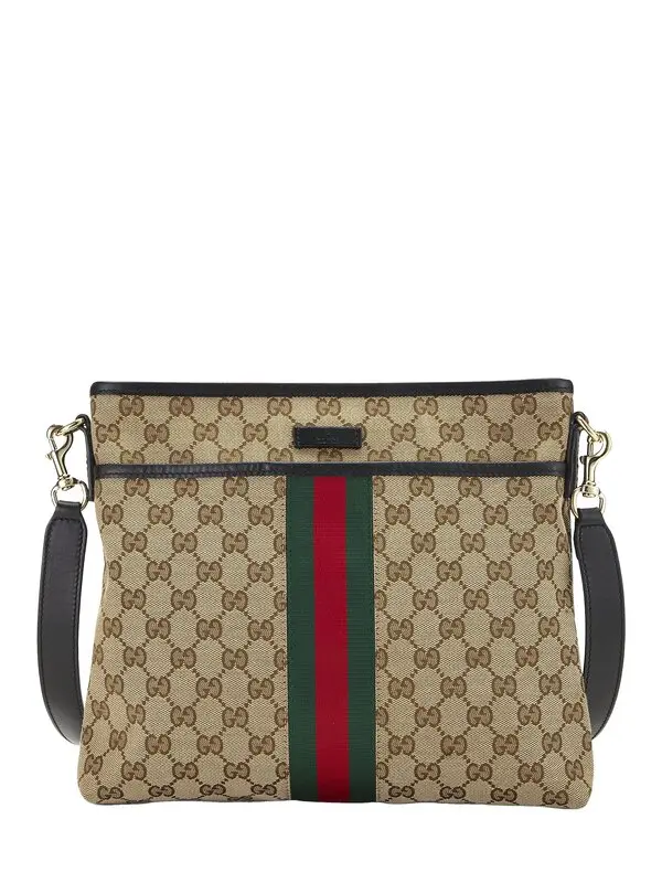 Gucci Original Gg Canvas Web Pocket Messenger - Black