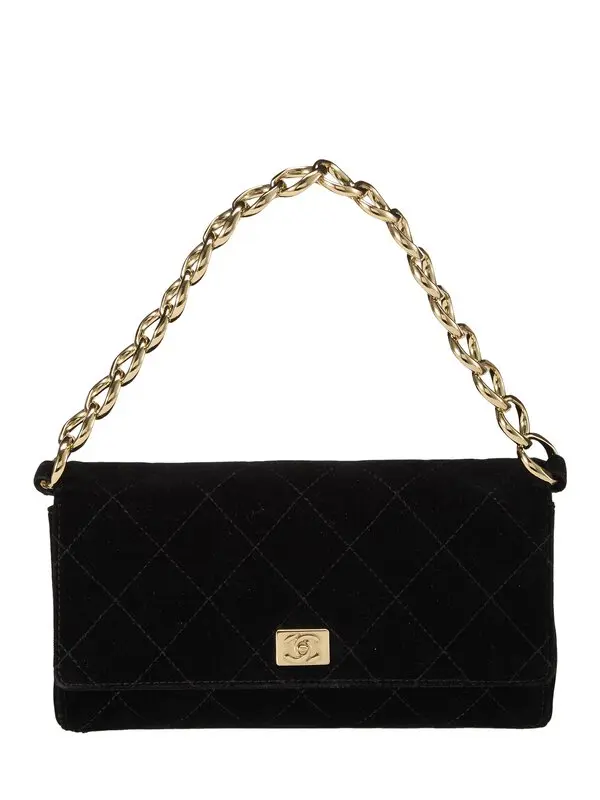 Chanel Velvet Chain Handbag - Black