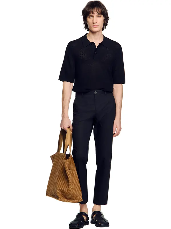 Sandro Cotton Carrot-cut Trousers - Black