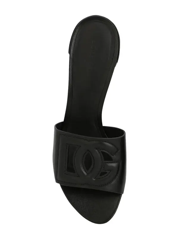 Dolce & Gabbana 40mm Dg Cutout Leather Slide - Black